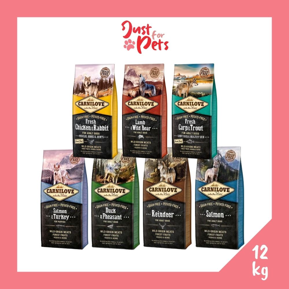 Carnilove Grain Free 12kg Dry Dog Food [salmon/ lamb/ chicken / carp ...