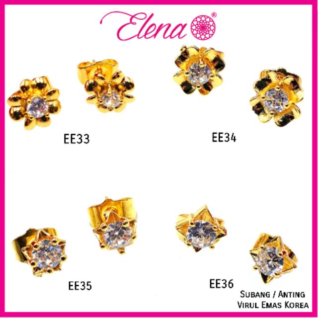 Elena Emas Korea Emas Sadur Anting Dewasa/Budak (EE33) (EE34) (EE35) (EE36) | Shopee Malaysia