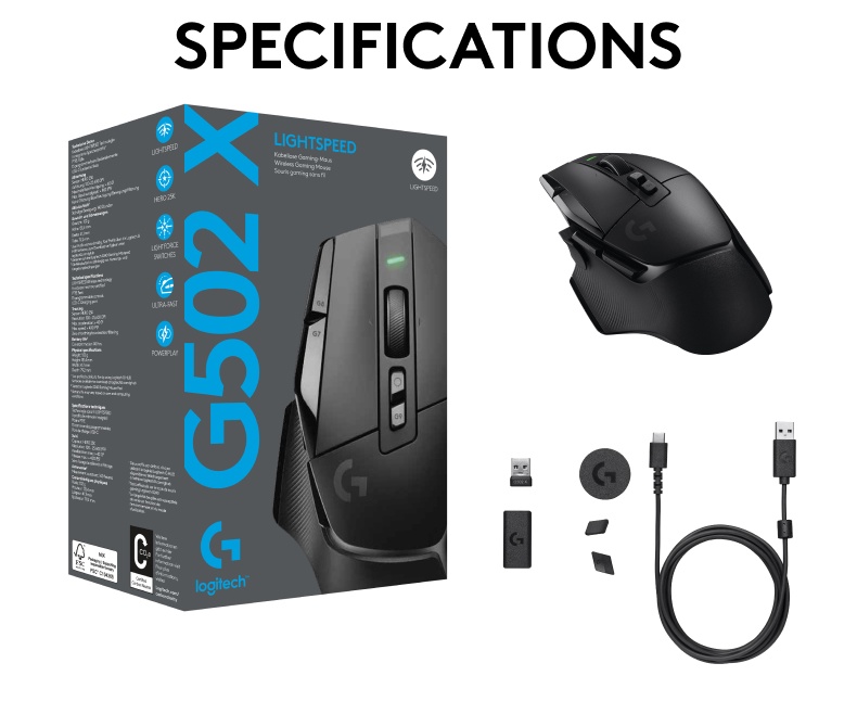 Logitech G502 X Lightspeed Wireless Gaming Mouse Optical Mouse With ...