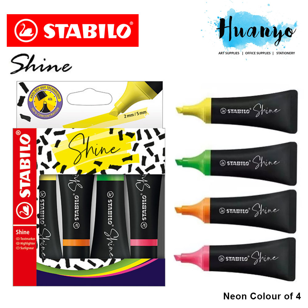 Stabilo Boss Shine Fluorescent Neon Colour Textliner Pen (Set of 4 ...