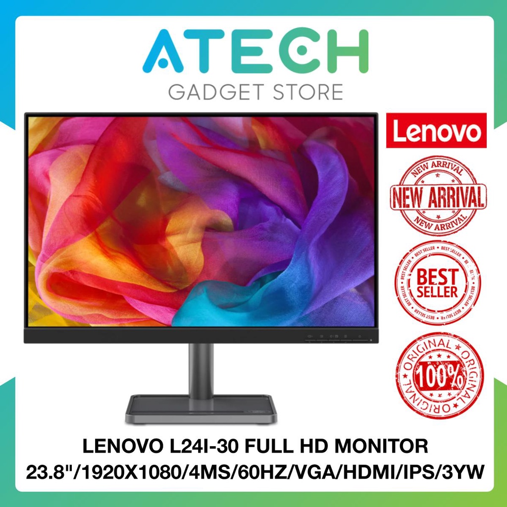 LENOVO L24I-30 FULL HD MONITOR 23.8"/1920X1080/4MS/60HZ/AMD FREESYNC ...