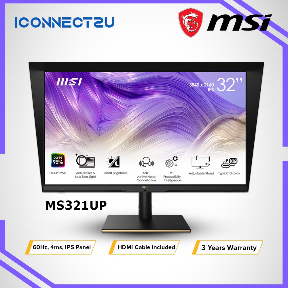 MSI 32" Summit MS321UP UHD IPS 60Hz 4ms 400nits DisplayHDR600 PIP PBP ...