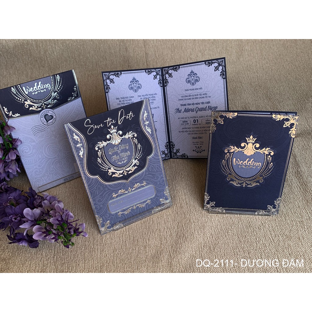Complete set of 220 wedding invitations DQ-2111 with laminated names of ...