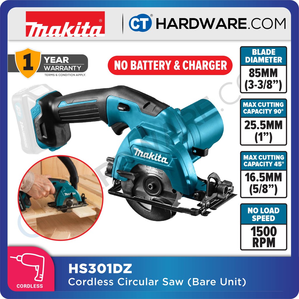 MAKITA HS301DWAE/ HS301DZ CORDLESS CIRCULAR SAW 12V max | 85mm (3-3/8") | 160W | 1500RPM ...