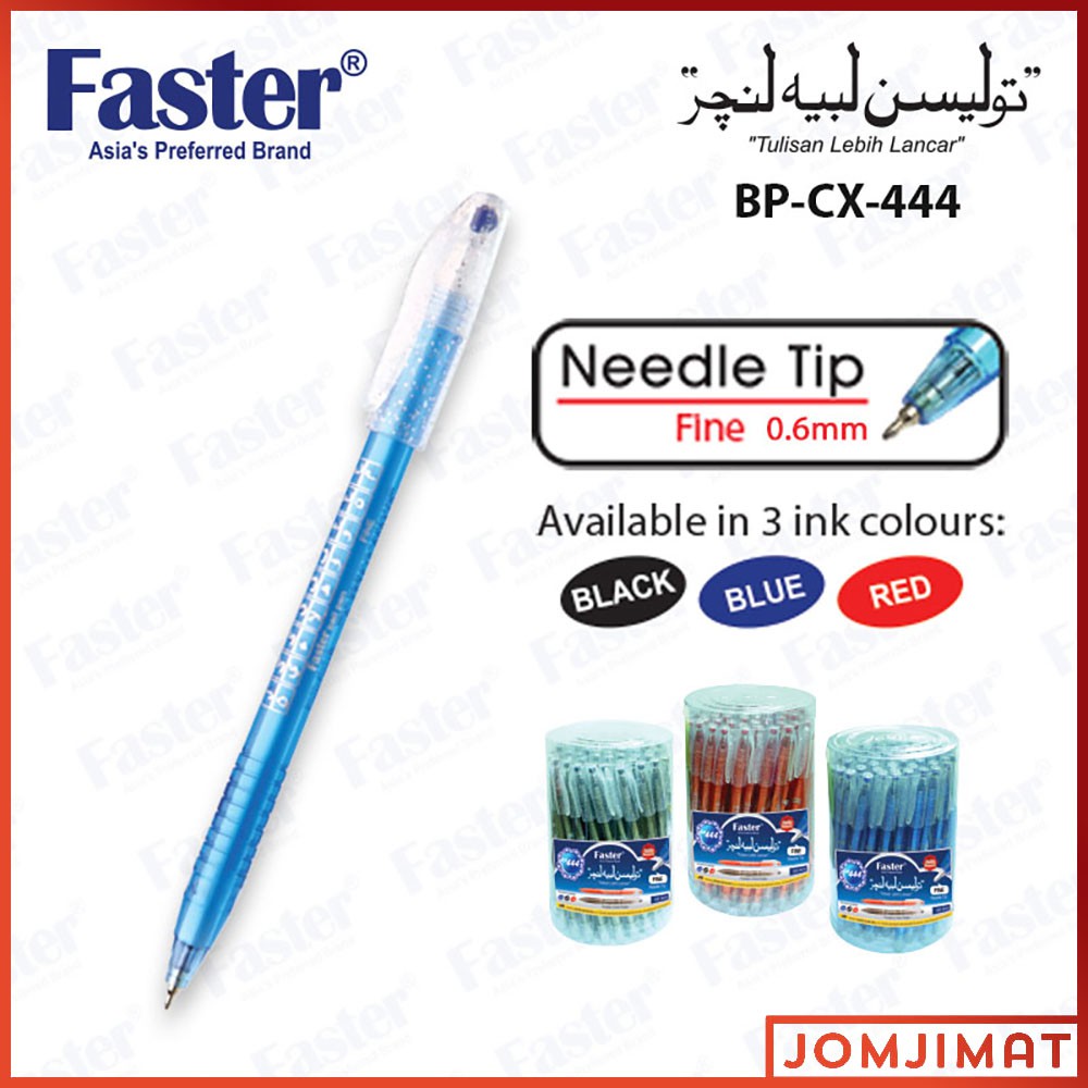 Faster Ball Point Pen CX-444 0.6mm Needle Tip (Black / Blue / Red ...
