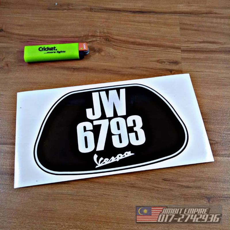 STICKER NUMBER PLATE VESPA | Shopee Malaysia