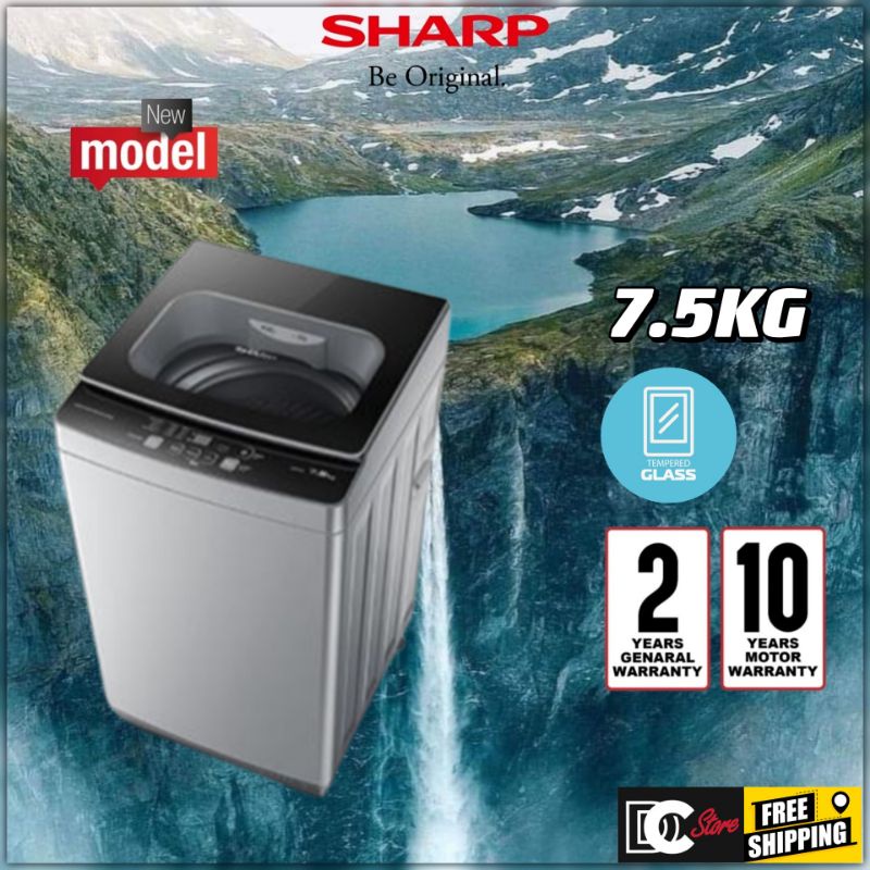 Sharp ESX7021 7.5kg Washing Machine Fuzzy Control / Soft-Close Tempered ...