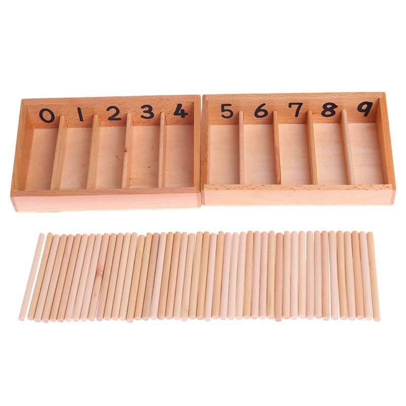 Montessori Wooden Spindle Box 45 Spindles Mathematics Counting ...