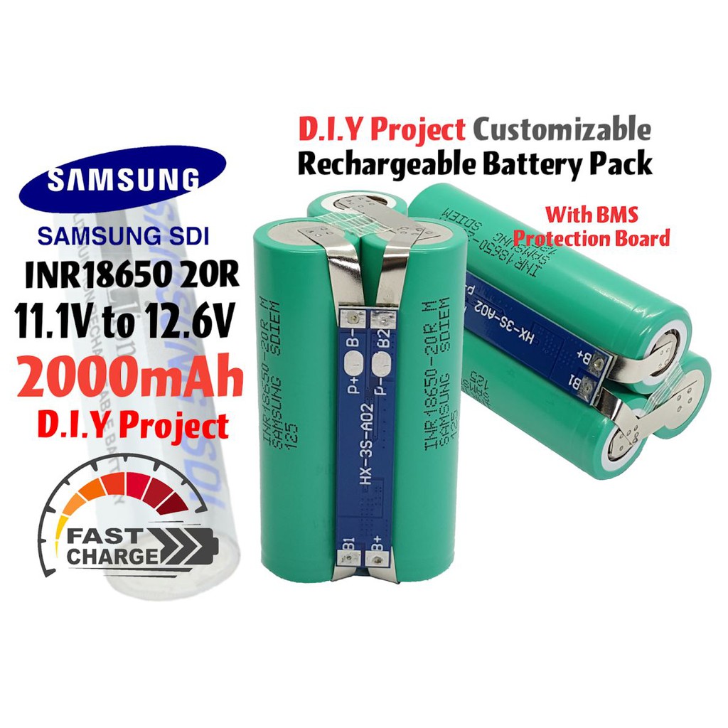 Rechargeable 18650 Battery Pack 11.1V 12.6V 2.0Ah 3S1P 2000mAh Lithium ...