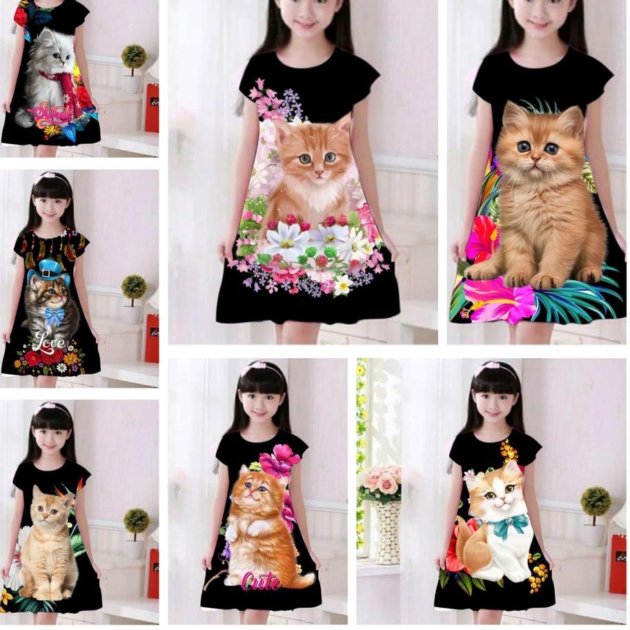 Scuba Dress KIDS Motif 3D Cat 4-11 Yrs Latest Realpict ZILLIO KIDS ...