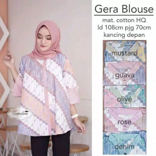 Gera Blouse Batik Soft Natasha Pastel Color Beautiful Office Party ...