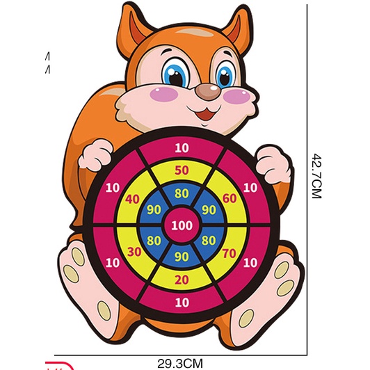 Kids Large Animal Dart Board with 3 Sticky Balls, Indoor Outdoor Multi ...