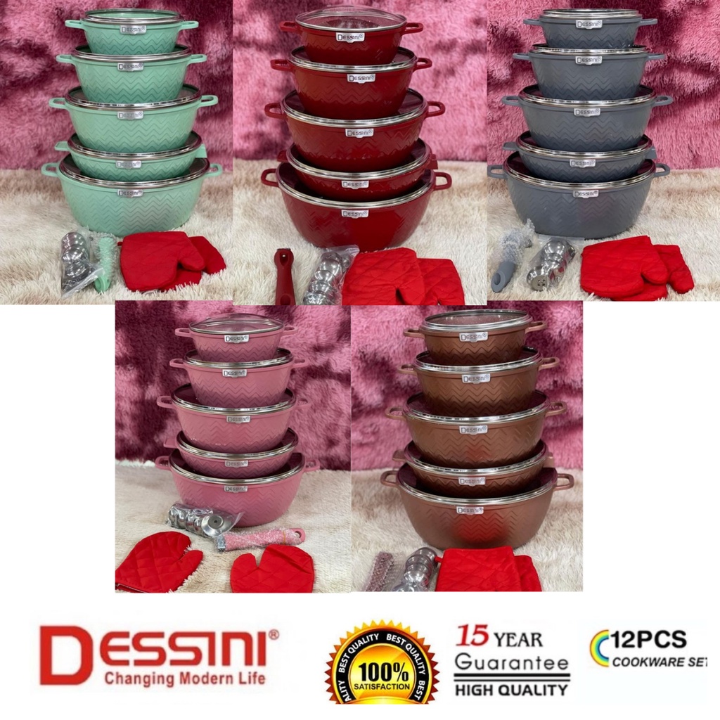 [Ready Stock] NEW DESSINI WAVE 12pc Set Cookware Premium Casserole ...