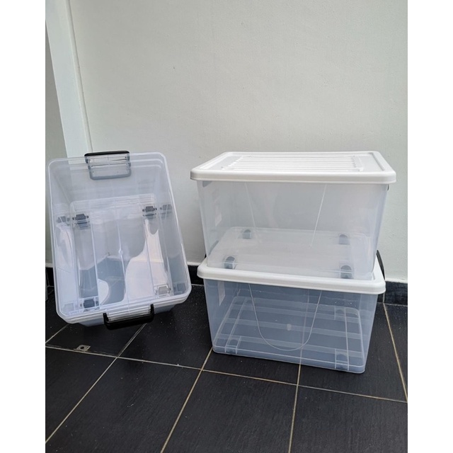 Transparent Plastic Storage Box 50l Big Capacity Stackable Storage