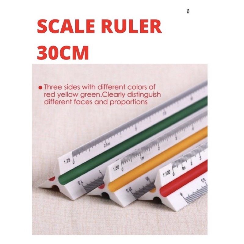 Triangle Scale Architect Engineer Technical Ruler 12" (30cm) Triangular ...