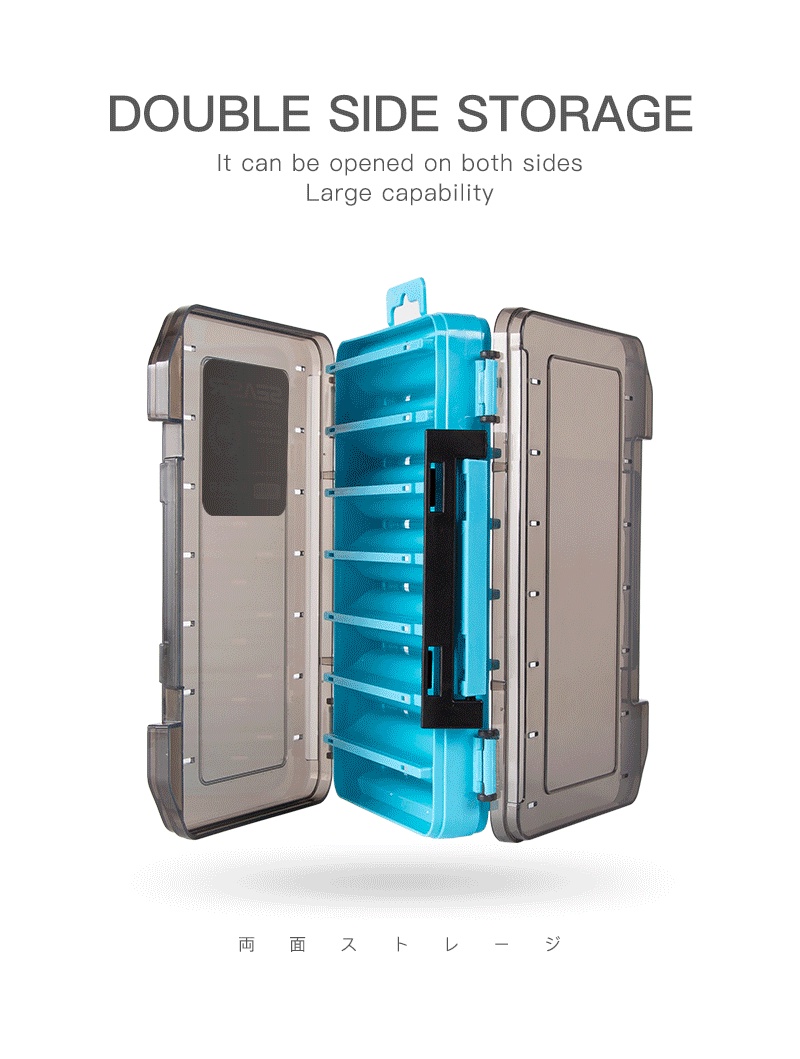 SEASIR Double Side Fishing Tackle Box Lure Storage Plastic Box Multi ...