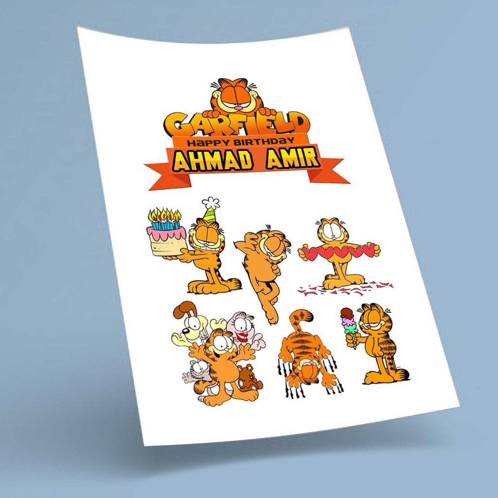 GARFIELD DESIGN CUSTOM NAME & AGE [JPEG FORMAT/FILE] [CAKE TOPPER ...