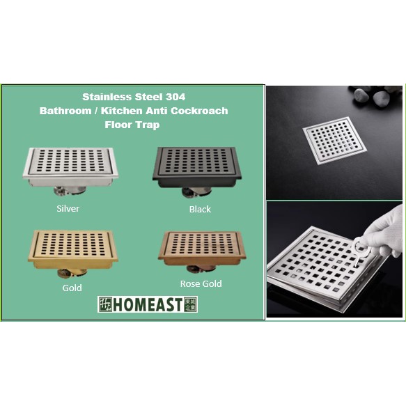 [HOT] Stainless Steel 304 Floor Trap Bathroom / Kitchen Anti Cockroach ...
