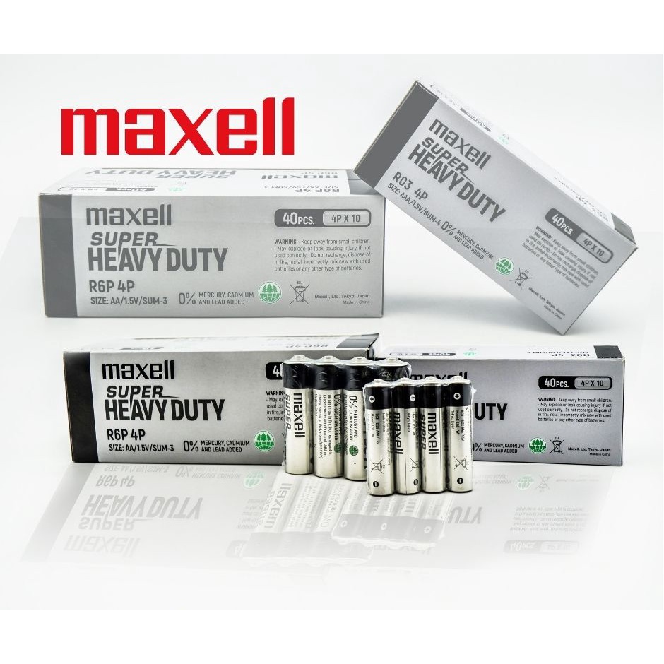 [1Box-40Pcs] Maxell Super Heavy Duty AA & AAA Battery / Bateri Maxell ...