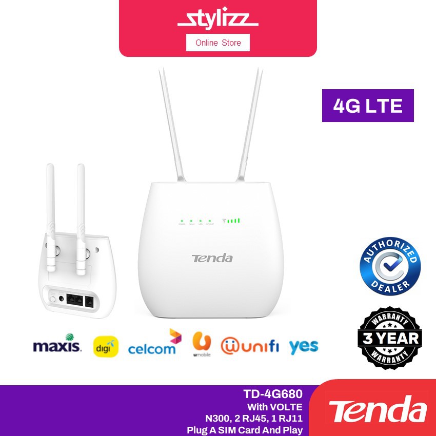 TENDA 4G680 V2 4G LTE WiFi/LTE Sim Card Modem Router | Shopee Malaysia