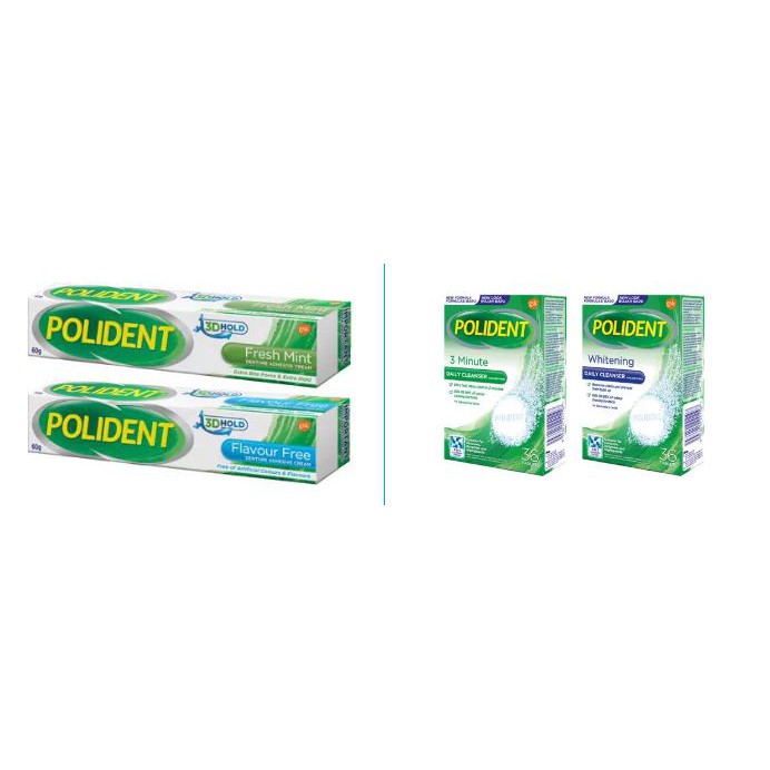 Polident Denture Adhesive Cream Pro Retainer Guard Whitening Cleasing ...