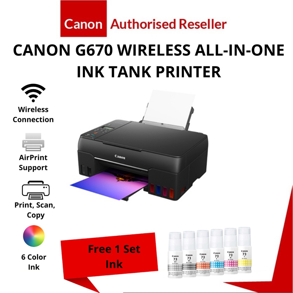 Canon Pixma G570 Print / Wifi / G670 AIO Print / Scan / Copy / Wifi Ink Tank Wireless Photo ...