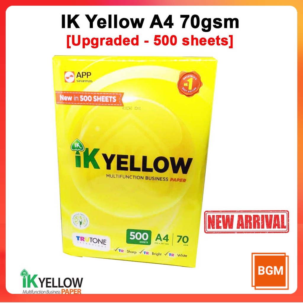 [Ready Stock] IK Yellow A4 Copier Paper 70gsm - 500 sheets | Shopee Malaysia
