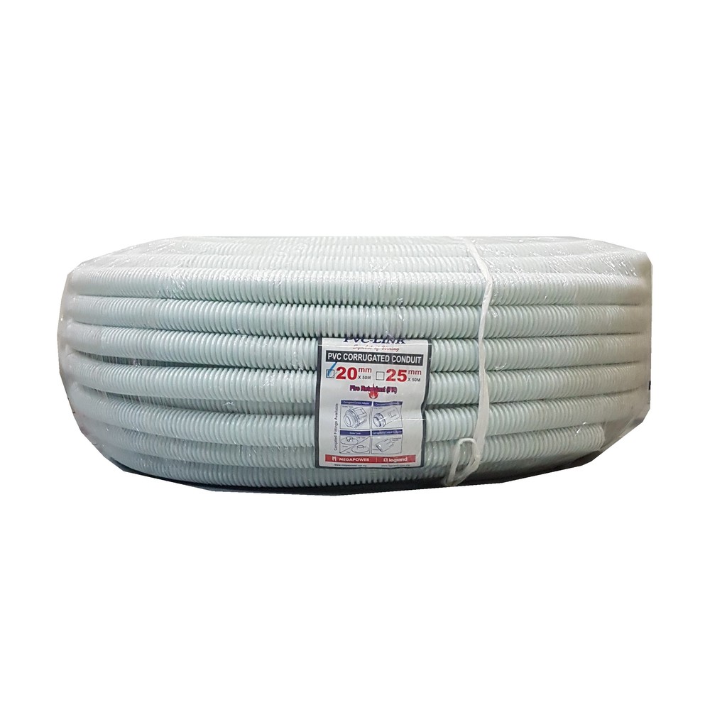 PVC-LINK 20mm PVC Corrugated Conduit Fire Retardant(FR) (White/ Black ...
