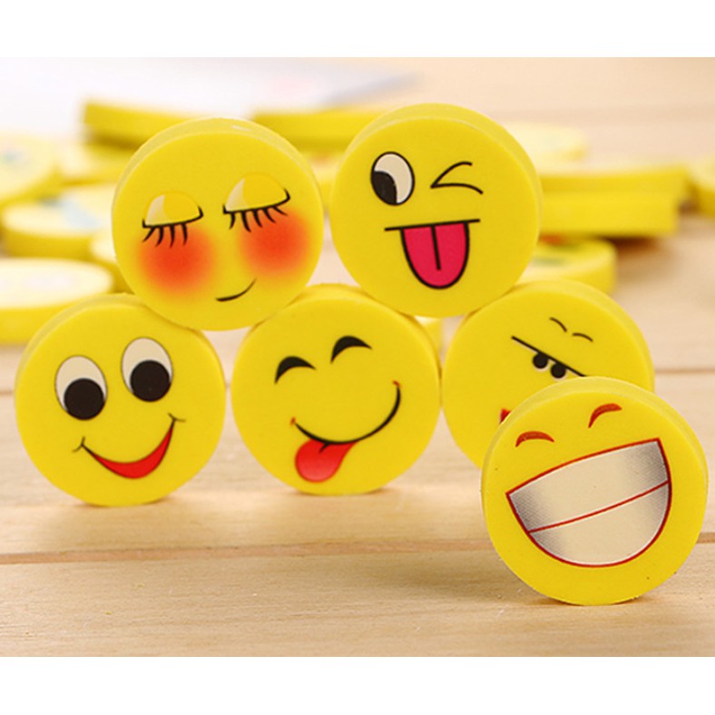 [4pcs/pack] Cute Smiley Face Eraser For Kids School Pencil Eraser ...