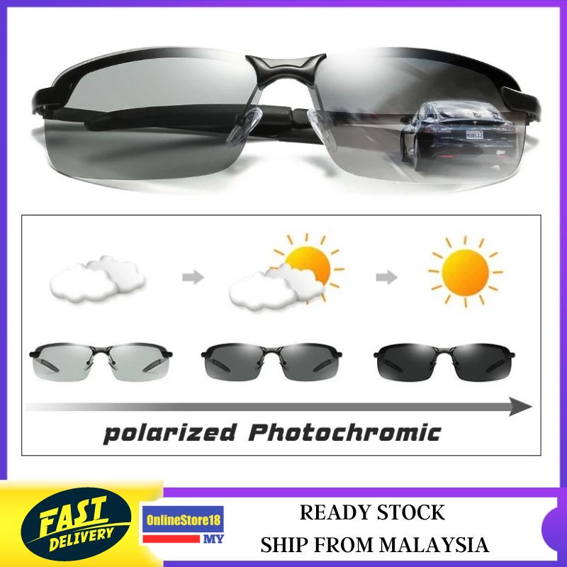 Cermin Mata Anti Silau Polarized Sunglasses Unisex Photochromatic Lens ...