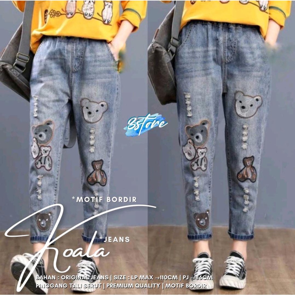 Eva - KOALA Pants BAGGY JEANS Embroidery | Shopee Malaysia