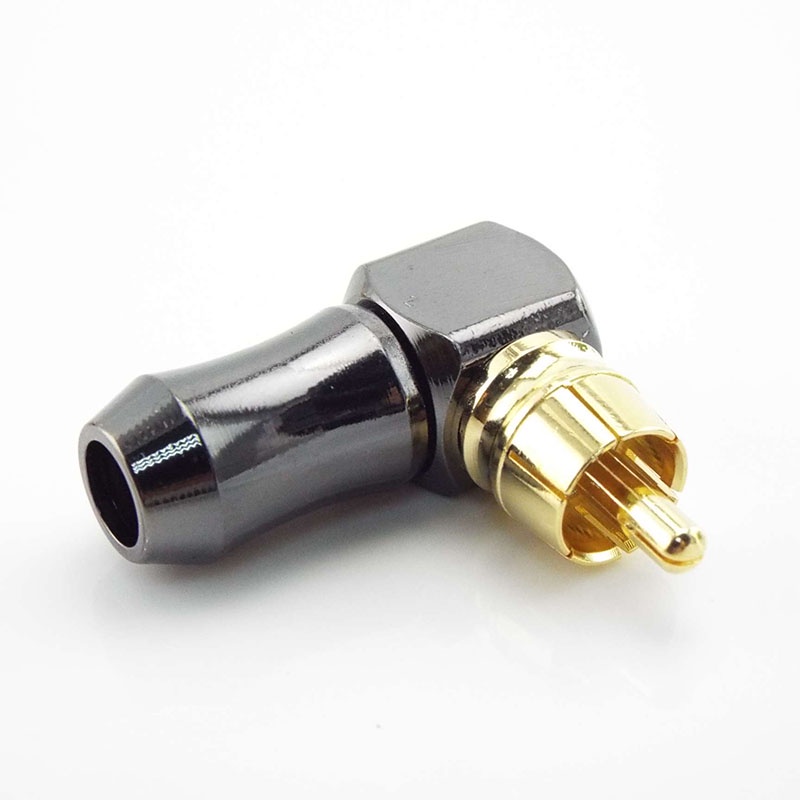 Gold Plated Terminal 90 Degree RCA Male Plug Connector Audio Adapter ...