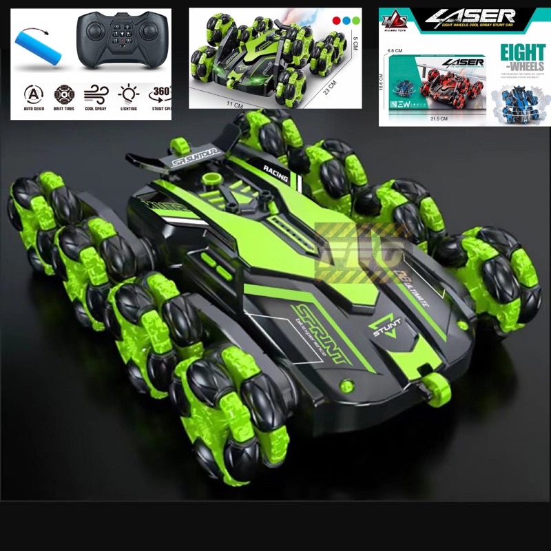 FEO 6 Wheels Stunt Car Control Rc Drift Car Deform Spray Light Remote ...