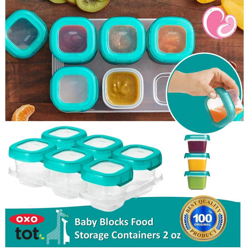 OXO Tot 2oz / 60ml Baby Blocks Freezer Storage Containers (Teal) 3pcs / 6pcs with Tray | Shopee ...