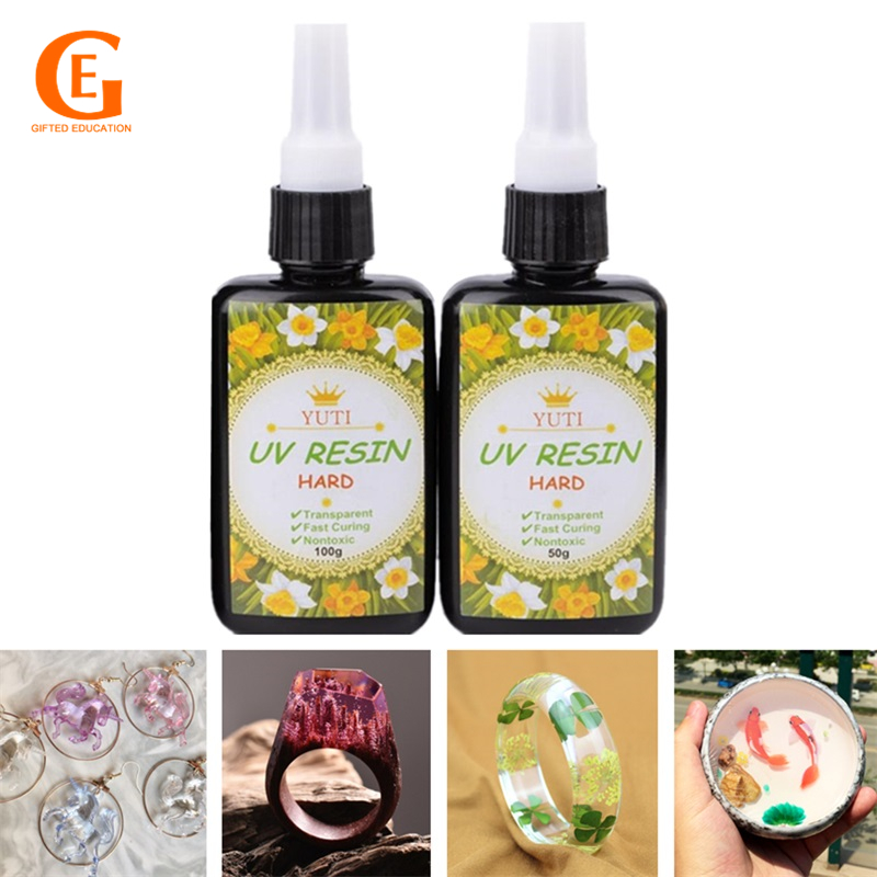 50/100g UV Resin Hard Type Ultraviolet Solar Sunlight Curing Cure Activated Crystal Glue DIY ...