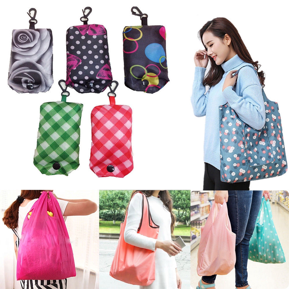 Foldable Handbags Handy Shopping Bag Reusable Tote Pouch Recycle ...