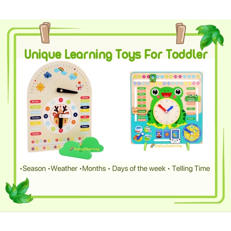 Montessori Wooden Toys Kids Clock/ Unique Learning Toy Seasons/ Months ...