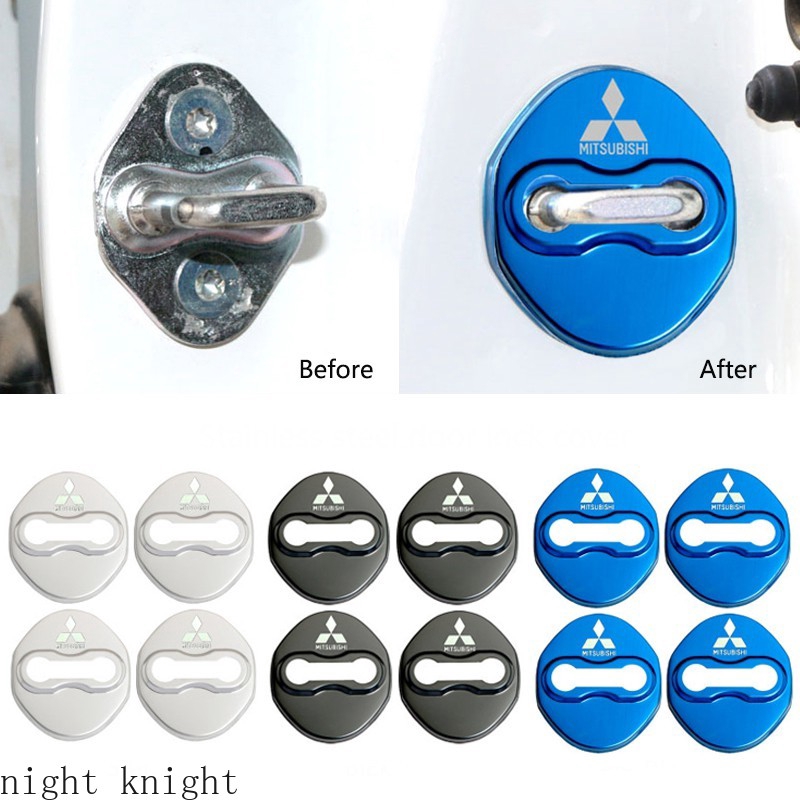 Night knight 4PCS Car Door Lock Cover Latch Case Stainless Steel Gate ...