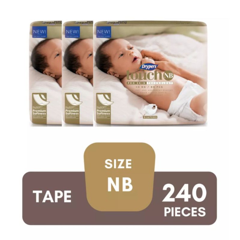 Drypers Touch Mega Pack New Born 80's (3 packs) | Shopee Malaysia