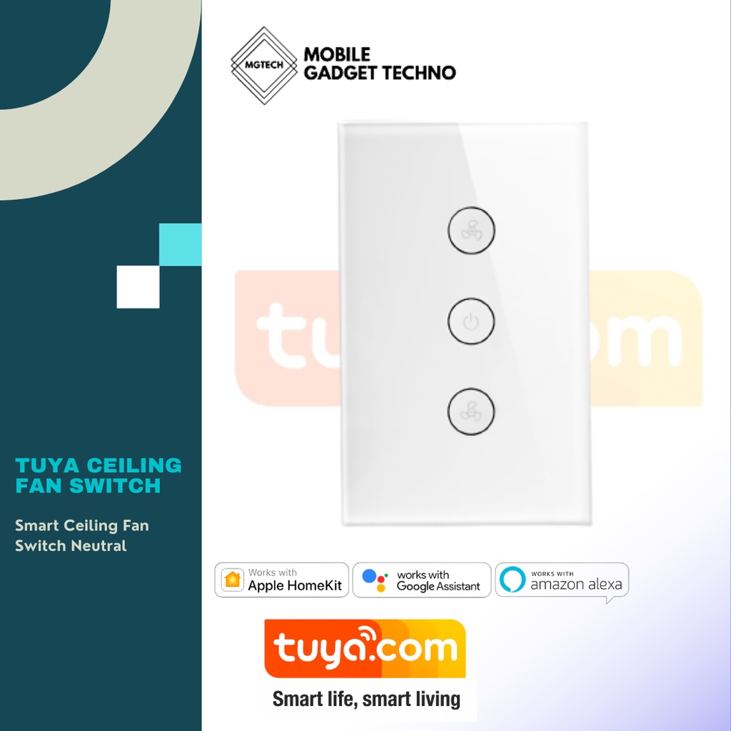Tuya Smart Ceiling Fan Switch Neutral Wall Switch Fan Home Kit | Shopee ...