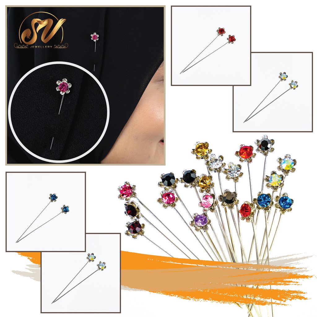 2pcs Set Pin Jarum Peniti Shawl Brooch Jarum Peniti Kerongsang Pin ...