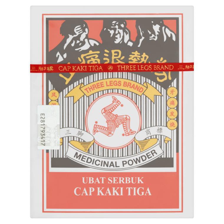 Cap Kaki Tiga Ubat Serbuk Three Legs Brand Medicinal Powder 12s 止痛退燒粉 ...