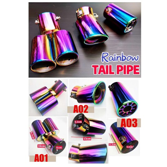 Universal Car Stainless Steel Exhaust Pipe Tail Muffler Titanium ...