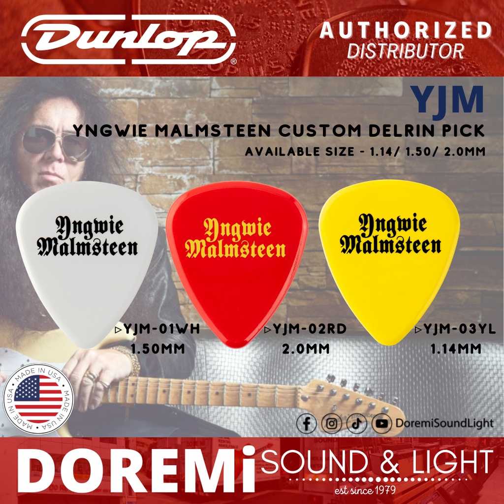 Jim Dunlop YJM Yngwie Malmsteen Custom Delrin Guitar Pick, Pack of 3pcs ...