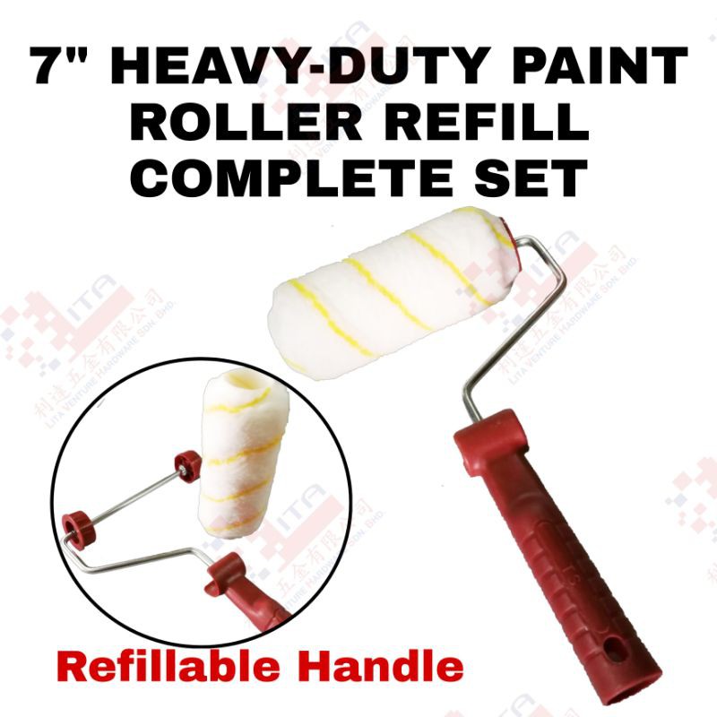 7" EXTRA HEAVY-DUTY REFILLABLE PAINT ROLLER REFILL COMPLETE SET 7 ...