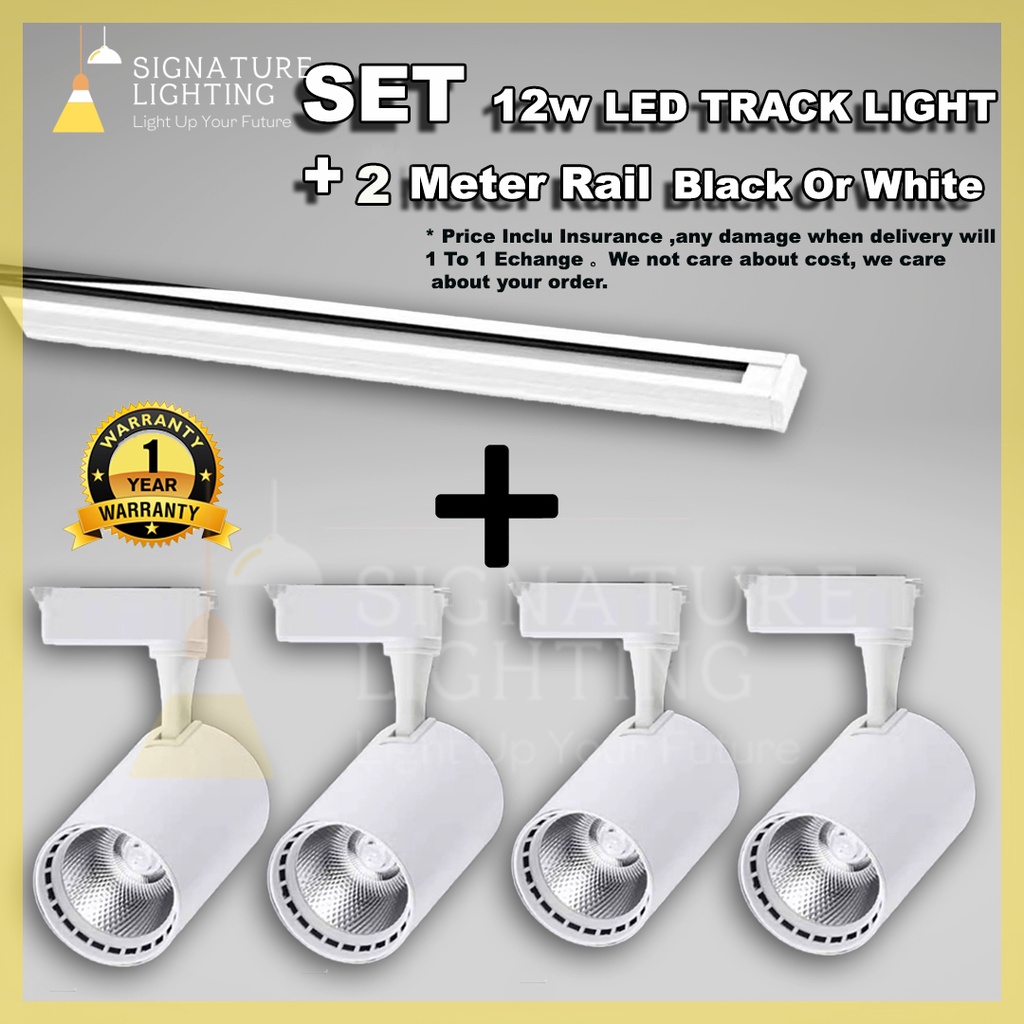 Track light [ Set ] Led With 2 Meter Rail Track + 4 Led Track Light 12w ...