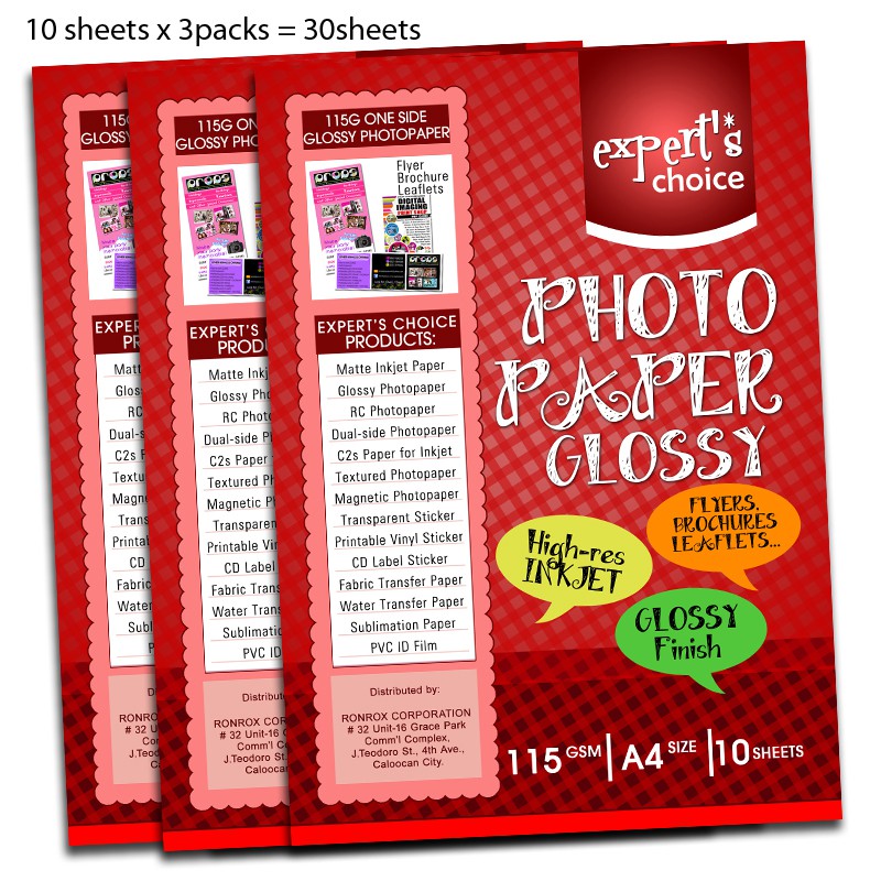 Expert's Choice 115g Glossy Photopaper A4 (3 packs) | Shopee Malaysia
