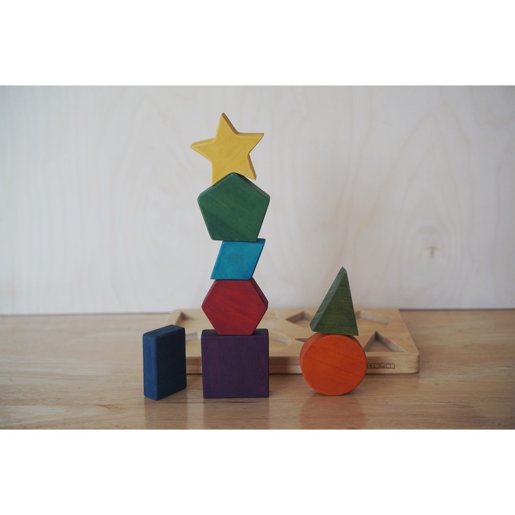 [Ready stock]Rainbow Colour Chunky Shape Puzzles (Open-ended toy ...