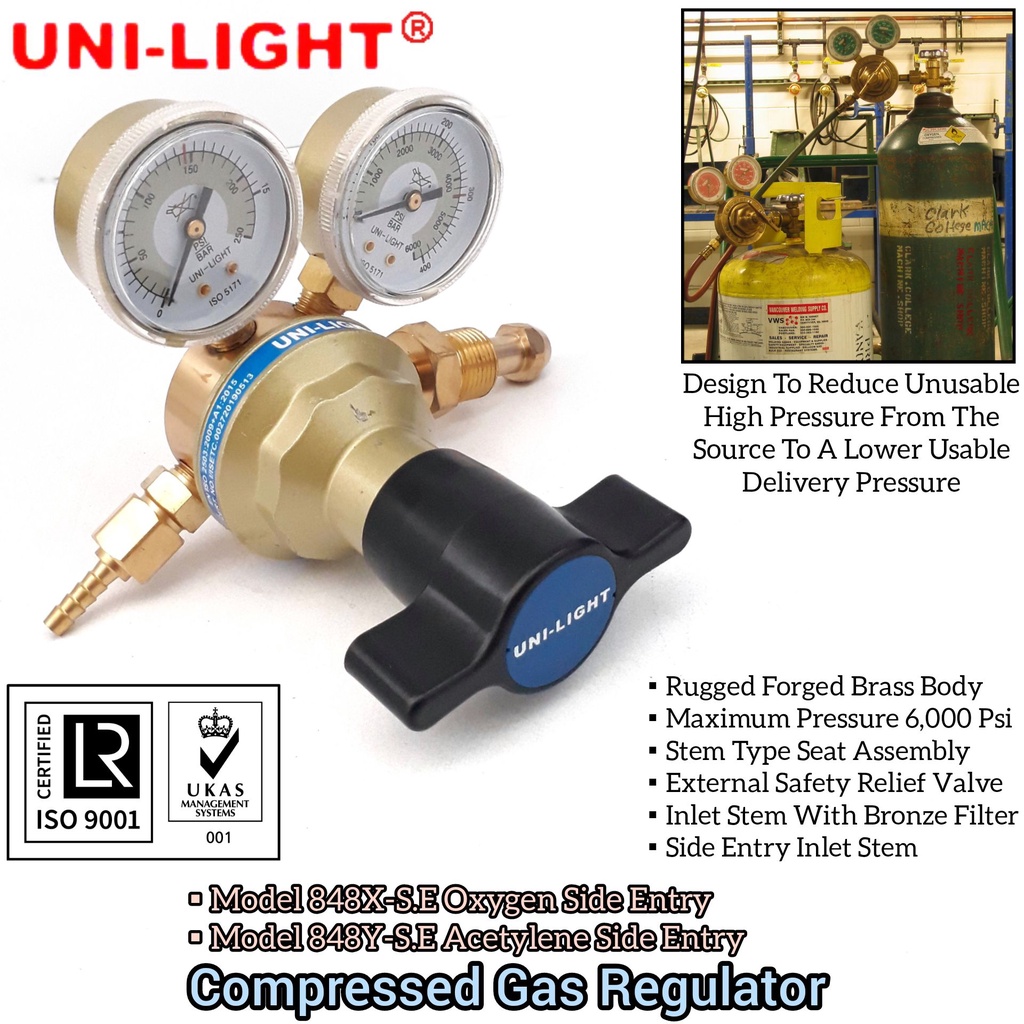 UNI-LIGHT Compressed Gas Safety Regulator Oxygen And Acetylene For ...