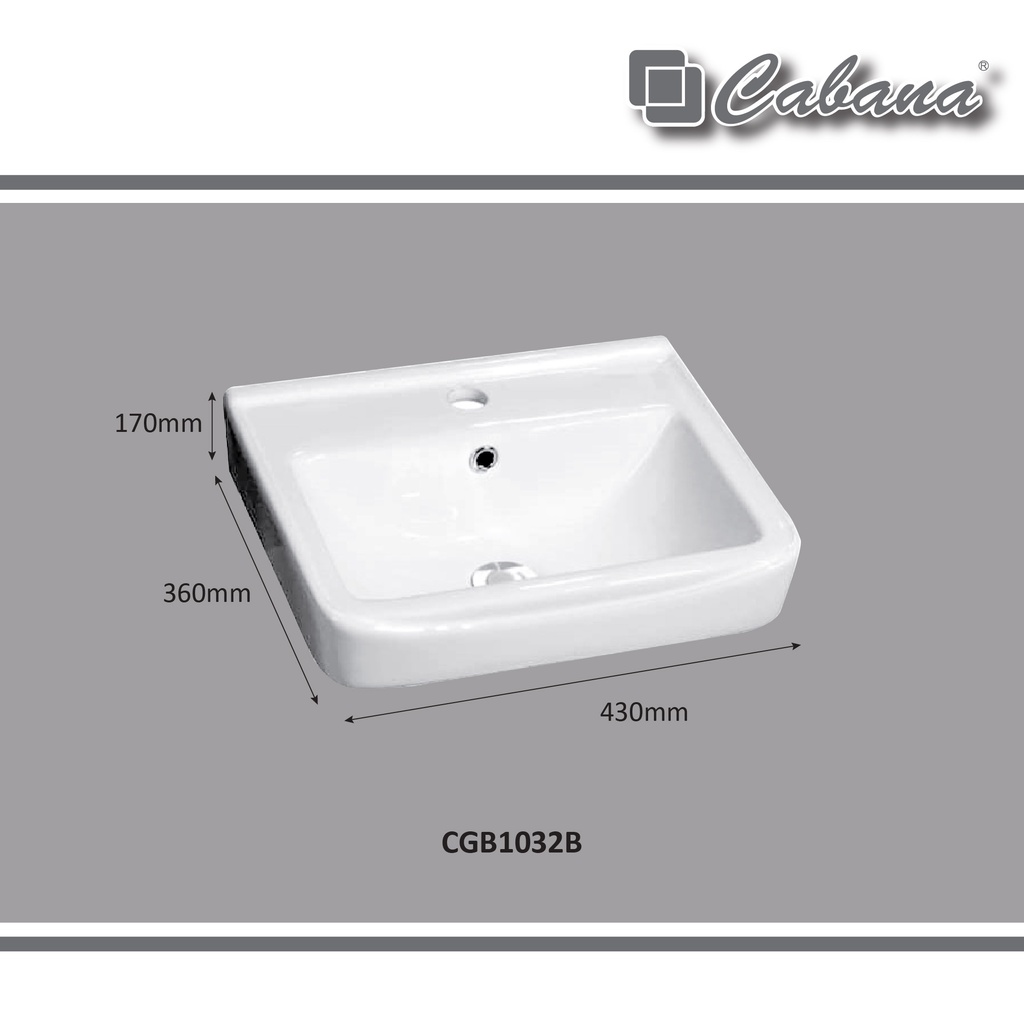 CABANA CGB9032B CERAMIC MATERIAL Round Square Wall Hung Basin Sink With